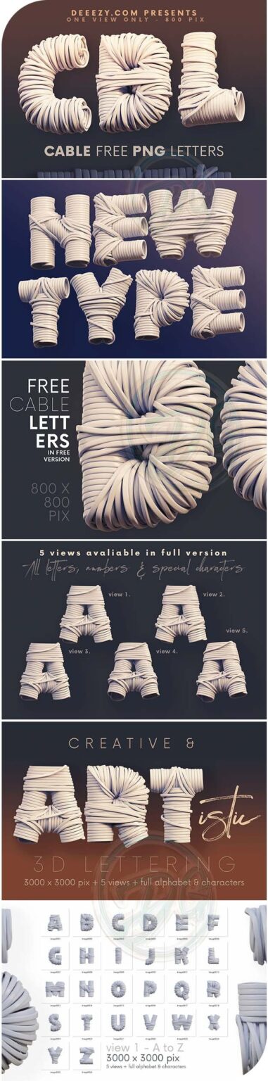 Realistic Cable 3D Lettering PNG - DGPik