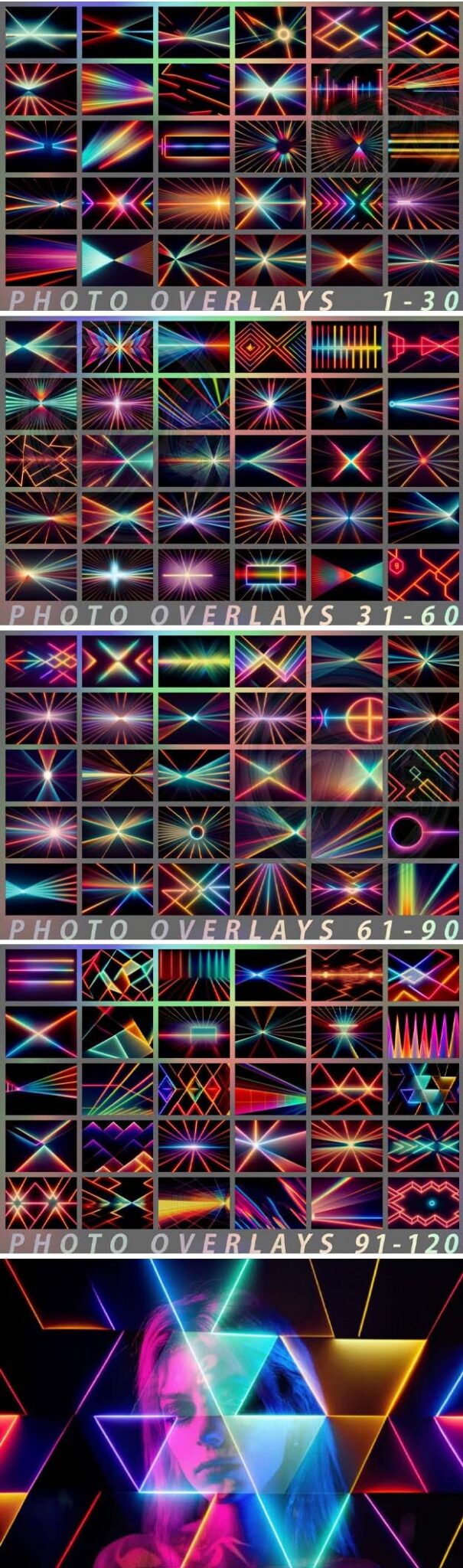 120 Retro Lights Photo Overlays - DGPik