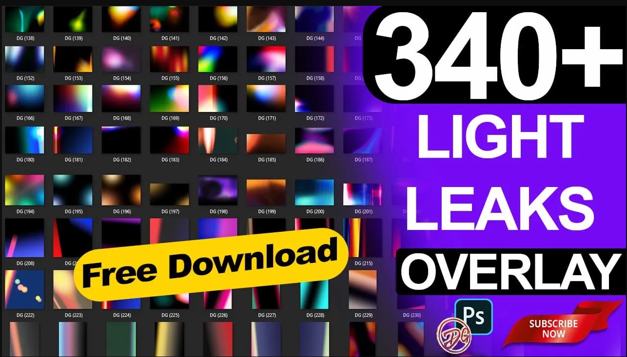 300 Super Light Leaks Photoshop Overlays – DGPik