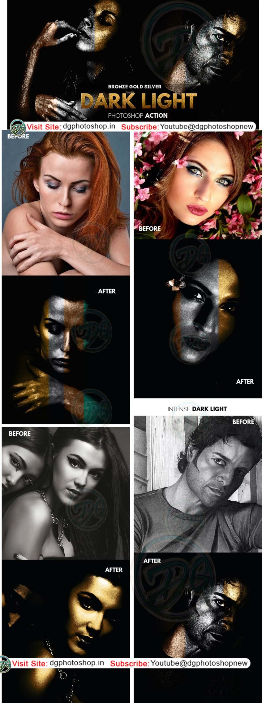 Dark Light Effect with Gold Silver Photoshop Action – DGPik