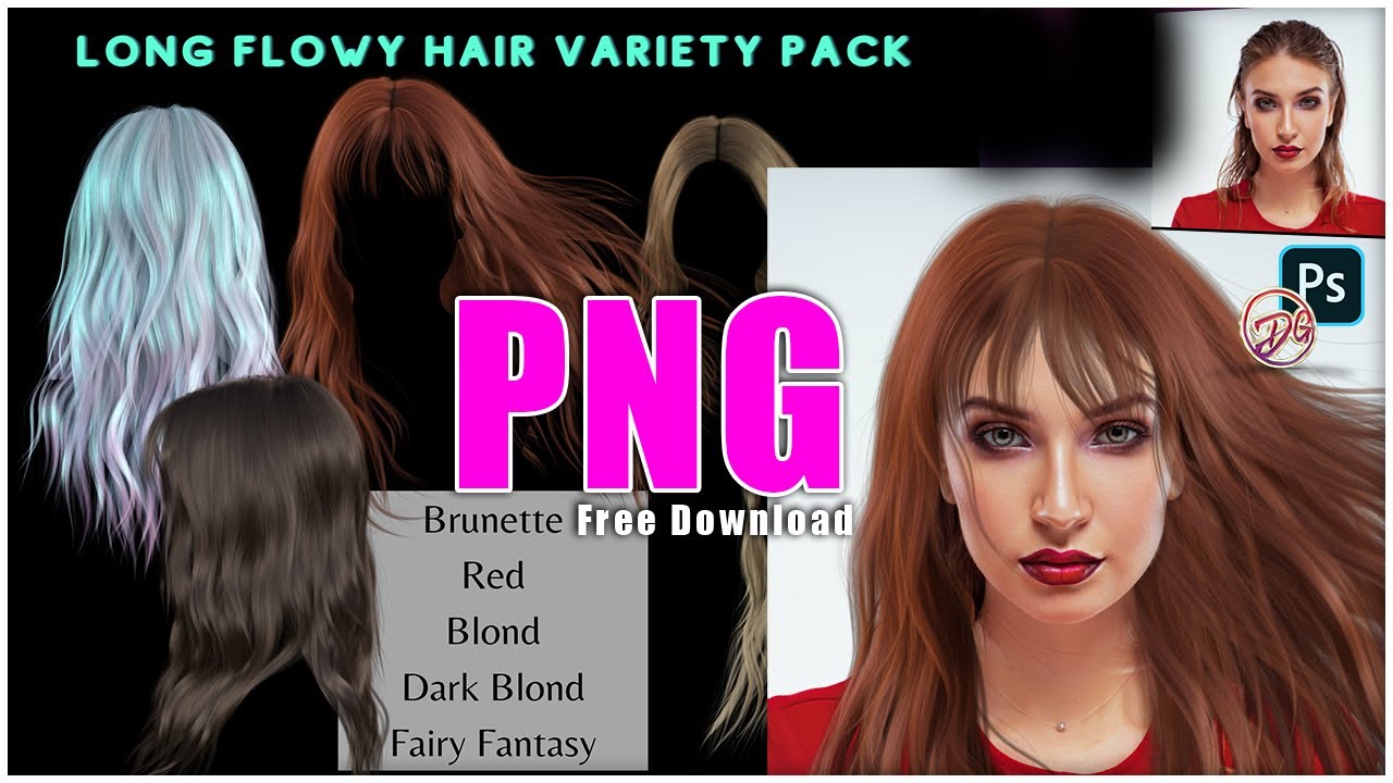 Long Flowy Hair PNG Pack – DGPik