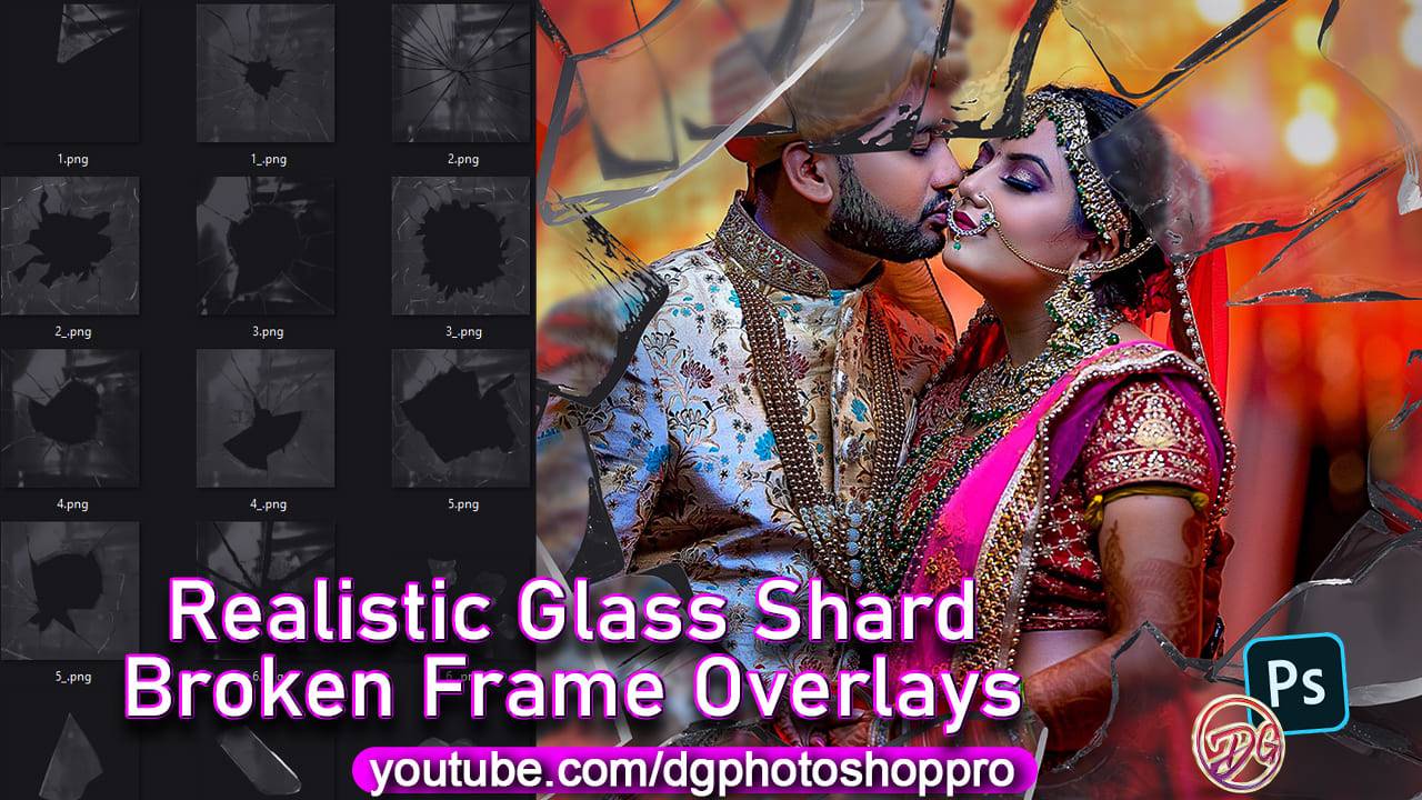 Realistic Glass Shard And Broken Frame Overlays Pack – DGPik