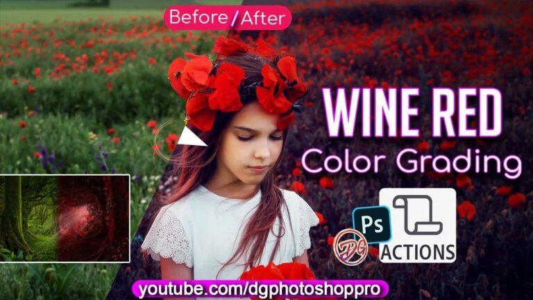 New Wine Red Color Grading Photoshop Action - DGPik
