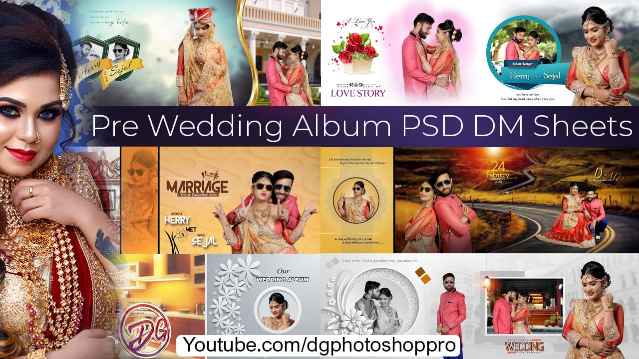 Pre Wedding Album Design PSD DM Sheets Collection – DGPik