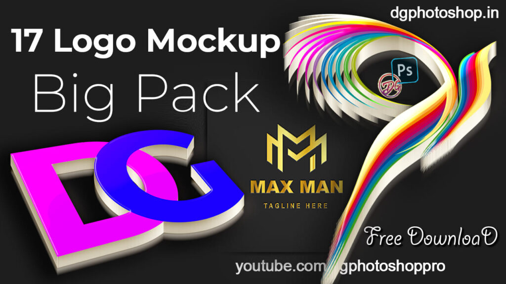 3D (17) Logo Mockup Bundle PSD - DGPik