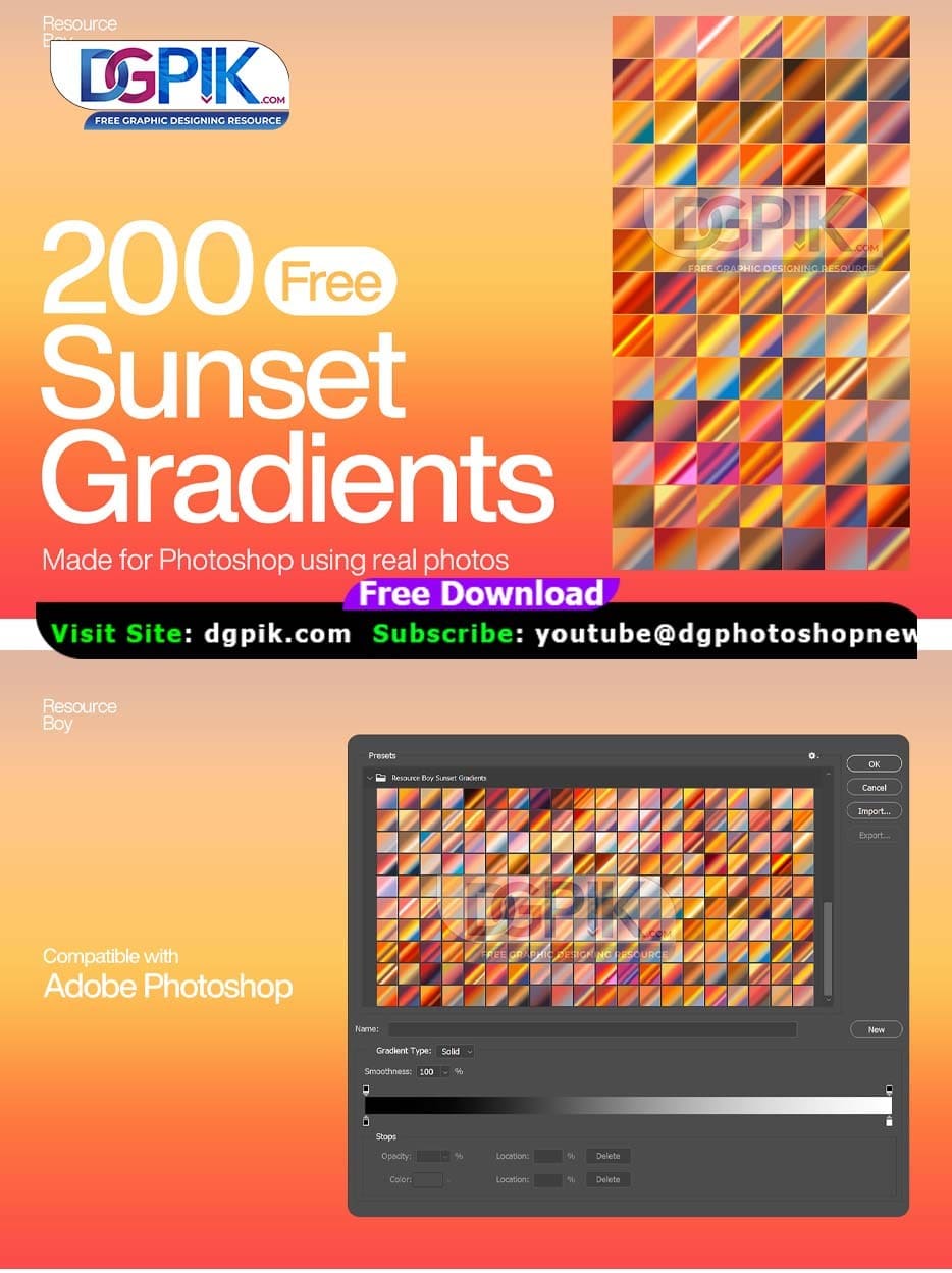 200 Sunset Effect Photoshop Gradients – DGPik