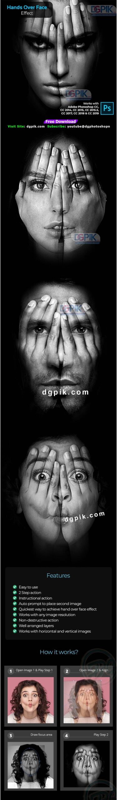 Hands Over Face Effect – Photoshop Action – DGPik