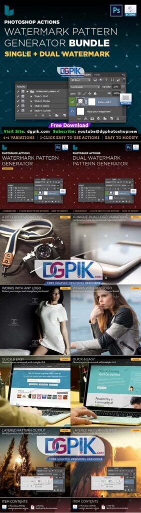 Watermark Pattern Generator Bundle Photoshop Action - DGPik