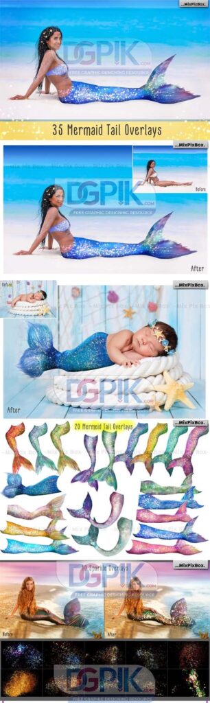 Mermaid Tail and Sparkle Photoshop Overlays - DGPik