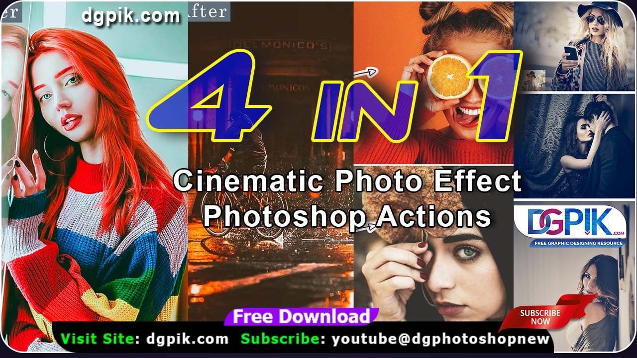 4 in 1 Cinematic And Instagram Photo Effect Photoshop Actions – DGPik