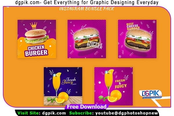 10 Food Instagram PSD Template Pack – DGPik
