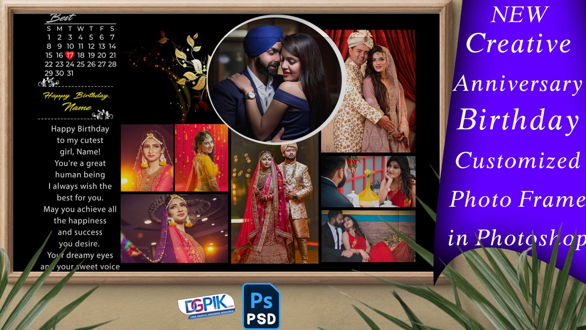 Free Creative Anniversary and Birthday Customized Photo Frame – DGPik