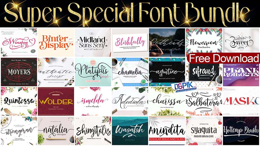 64 Super Special Font Bundle Free Download – DGPik