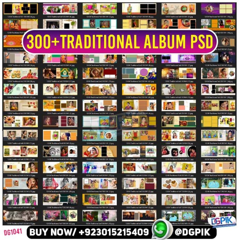 12X36 Traditional indian Wedding Album 300+ PSD Bundle DG1041 – DGPik