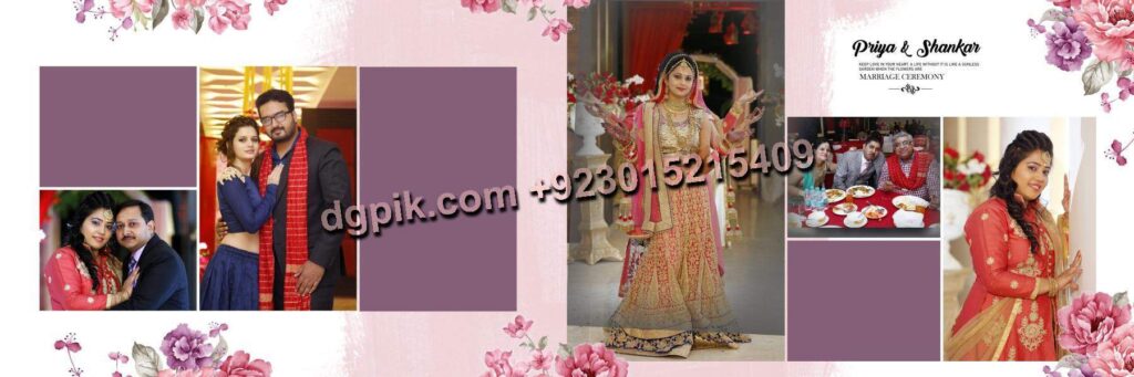 12×36 Floral Design Wedding Album 100PSD Pack – DGPik