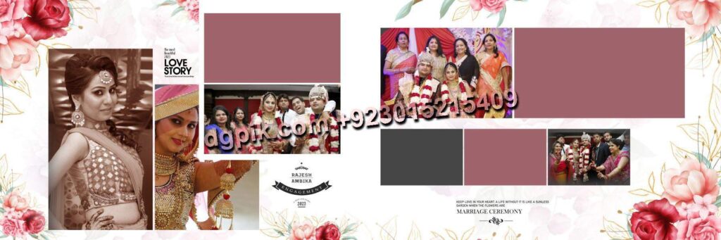 12×36 Floral Design Wedding Album 100PSD Pack – DGPik