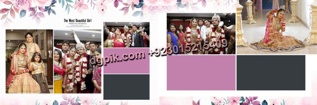 12×36 Floral Design Wedding Album 100PSD Pack – DGPik