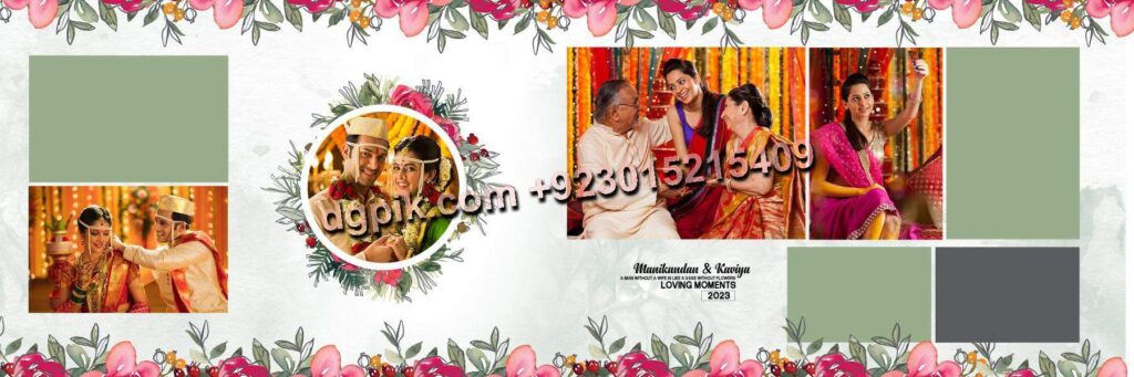 12×36 Floral Design Wedding Album 100PSD Pack – DGPik