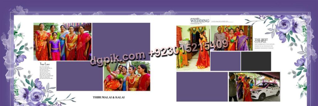 12×36 Floral Design Wedding Album 100PSD Pack – DGPik