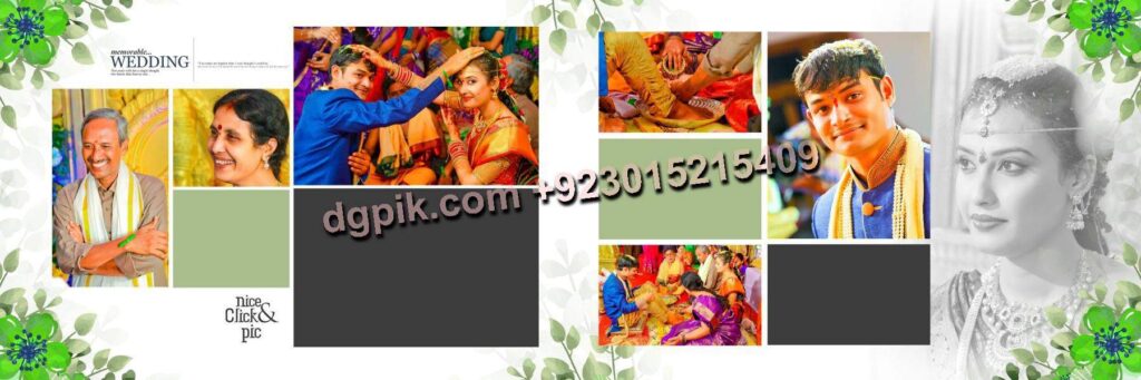 12×36 Floral Design Wedding Album 100PSD Pack – DGPik