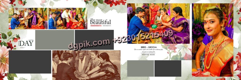 12×36 Floral Design Wedding Album 100PSD Pack – DGPik