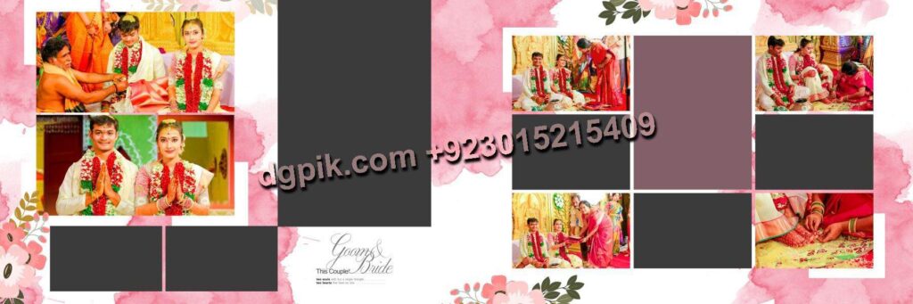 12×36 Floral Design Wedding Album 100PSD Pack – DGPik