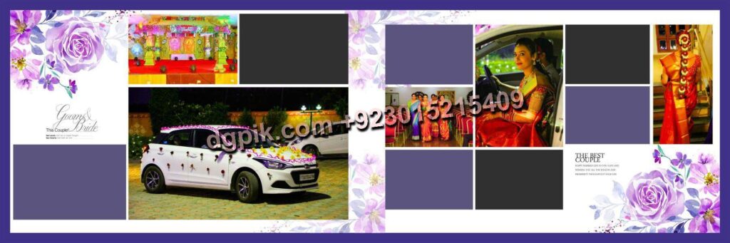 12×36 Floral Design Wedding Album 100PSD Pack – DGPik