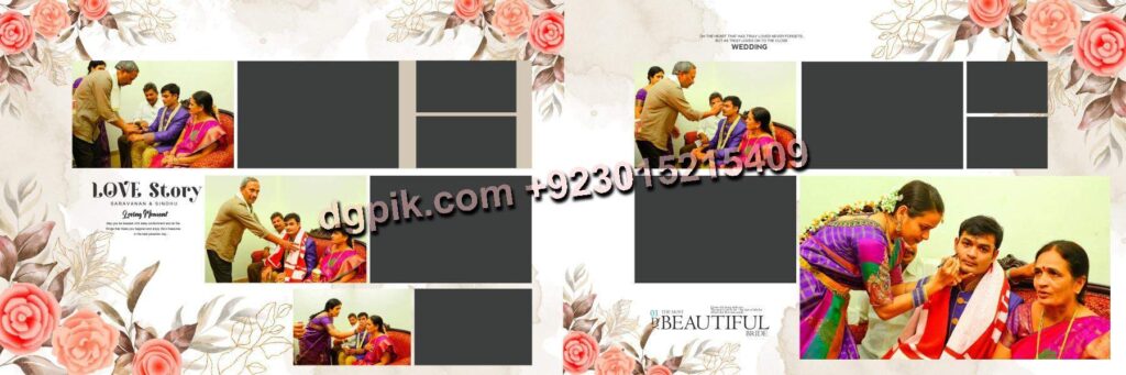 12×36 Floral Design Wedding Album 100PSD Pack – DGPik