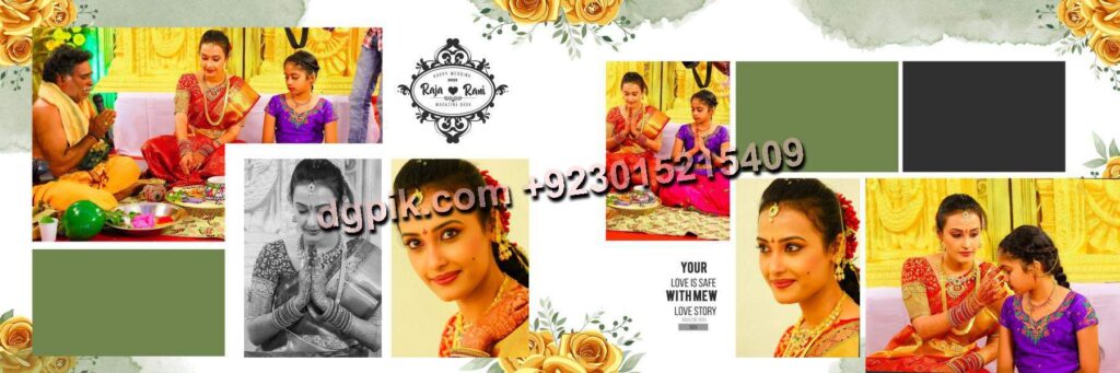 12×36 Floral Design Wedding Album 100PSD Pack – DGPik