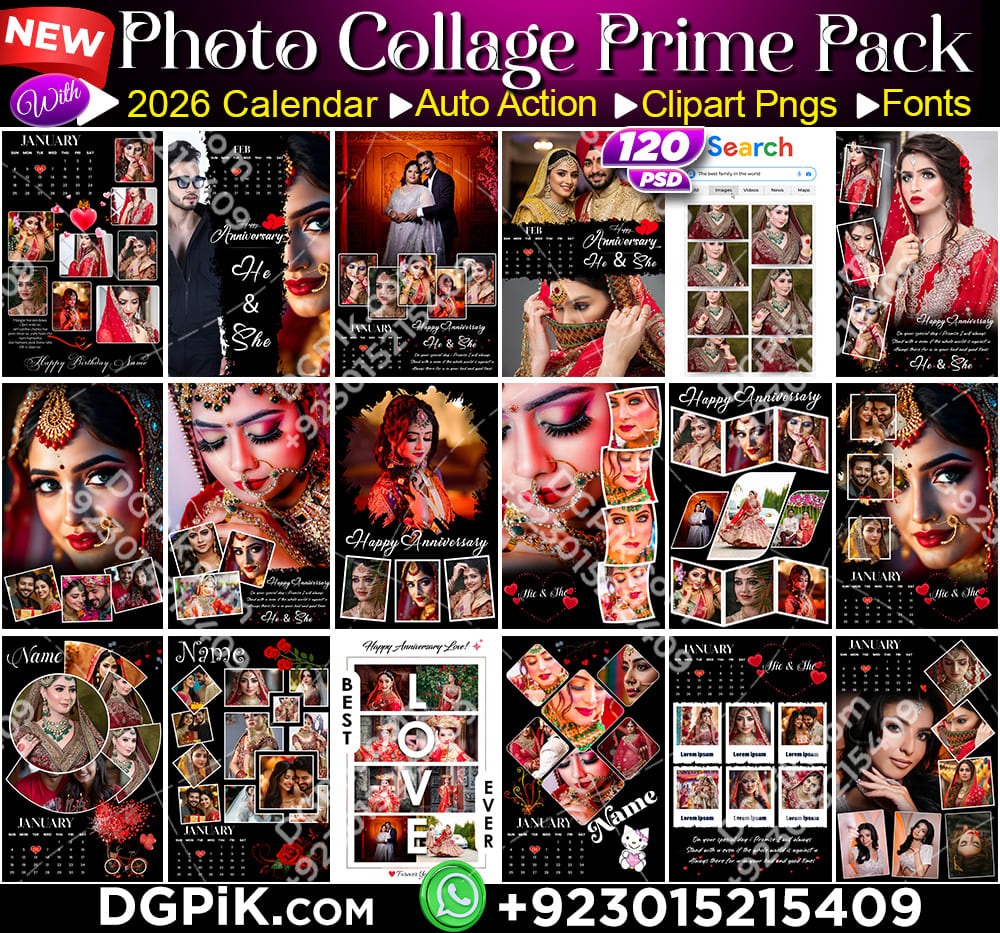 NEW 2026 Photo Collage Frame 120 PSD Prime Pack – DGPik